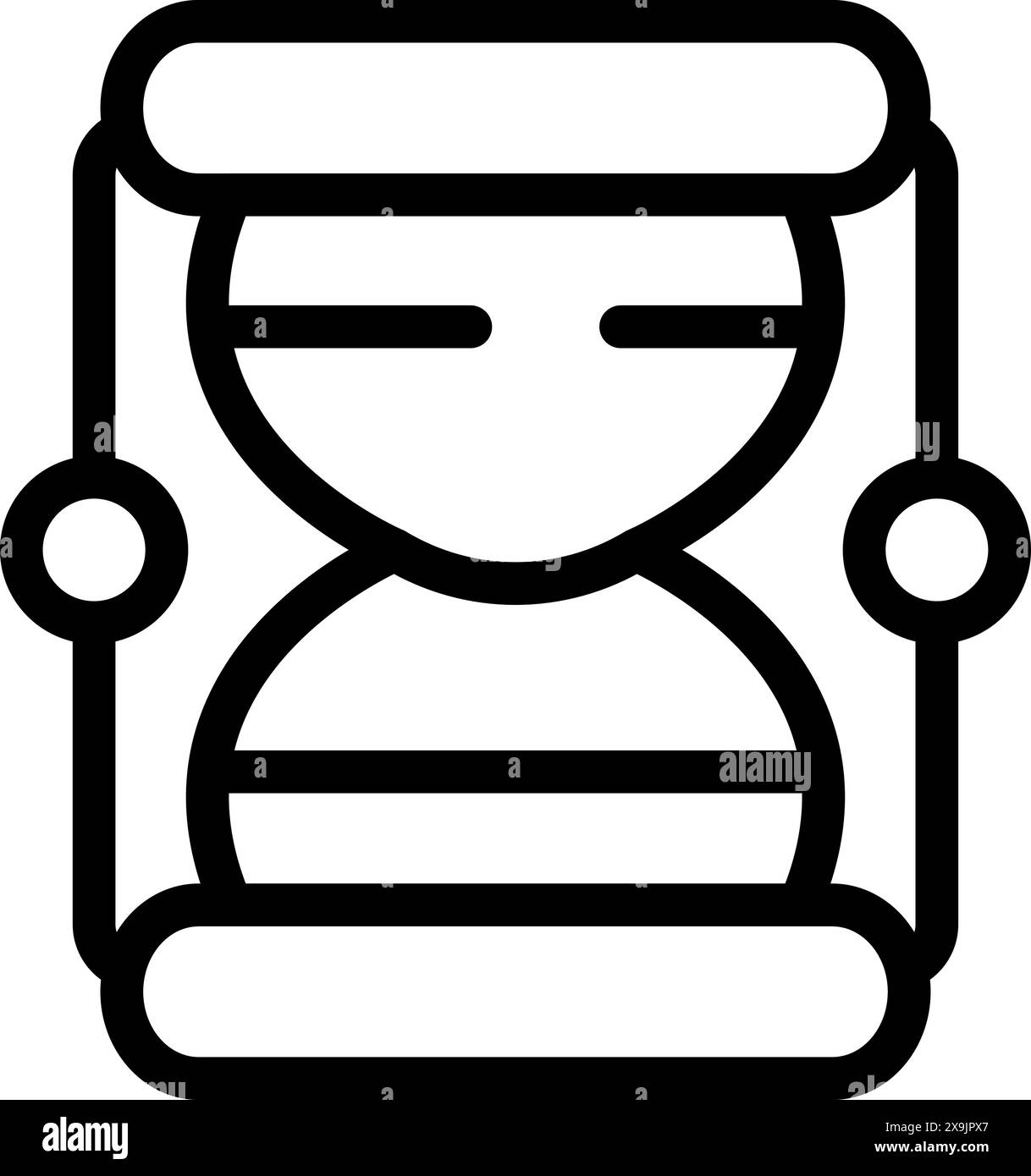Black outline vector icon illustration of an hourglass representing ...