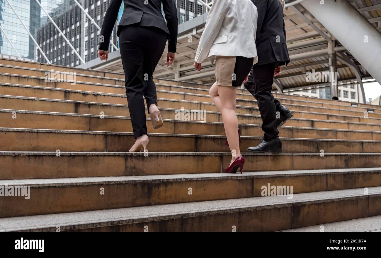 Crowd business people walking go to work in modern city life to working ...