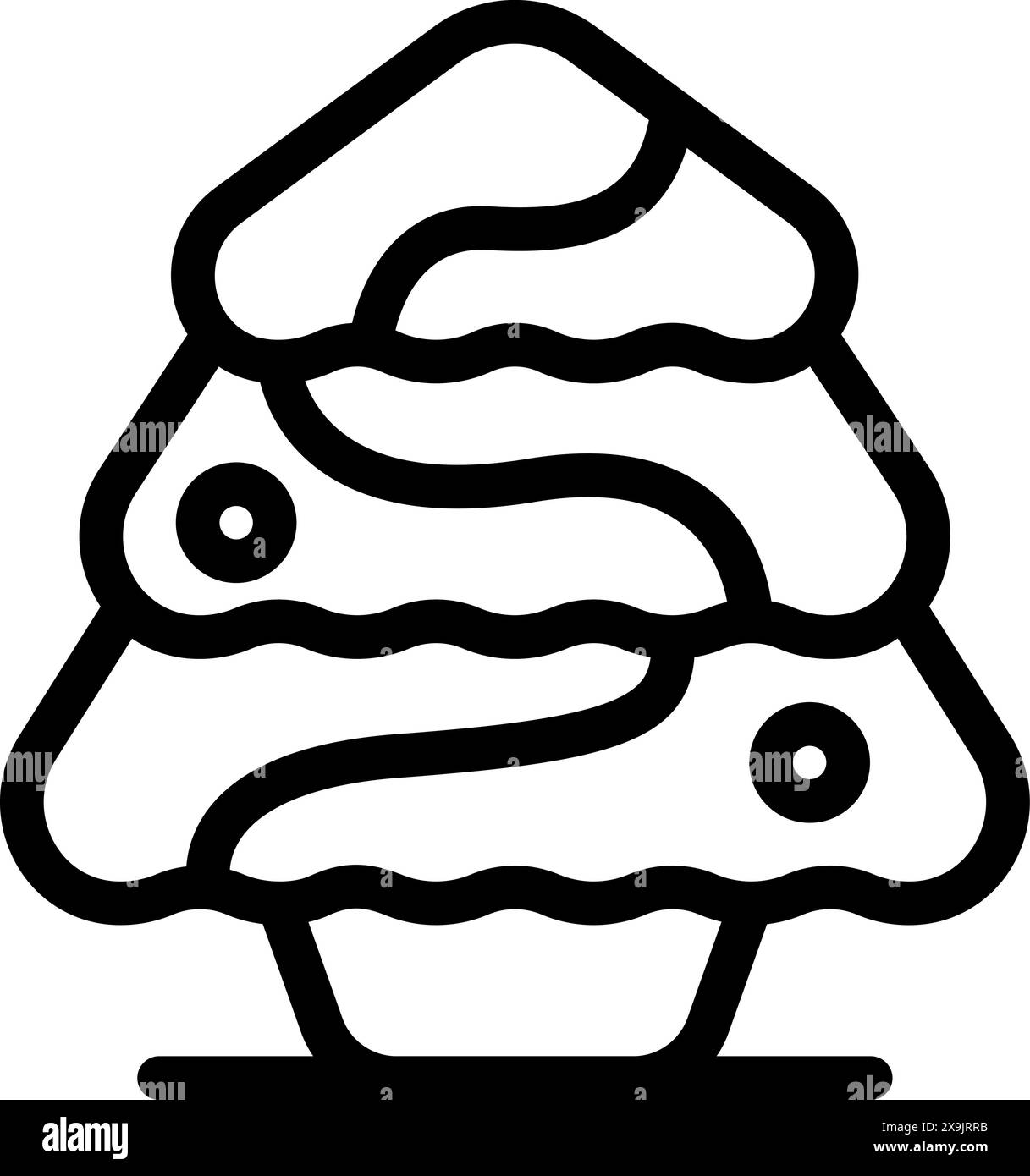 Minimalist handdrawn monochrome cupcake illustration in simple black ...