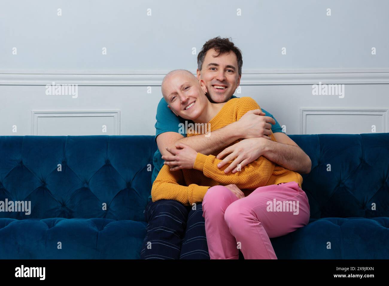 Wife's cancer recedes, couple celebrates hugging and kissing Stock ...