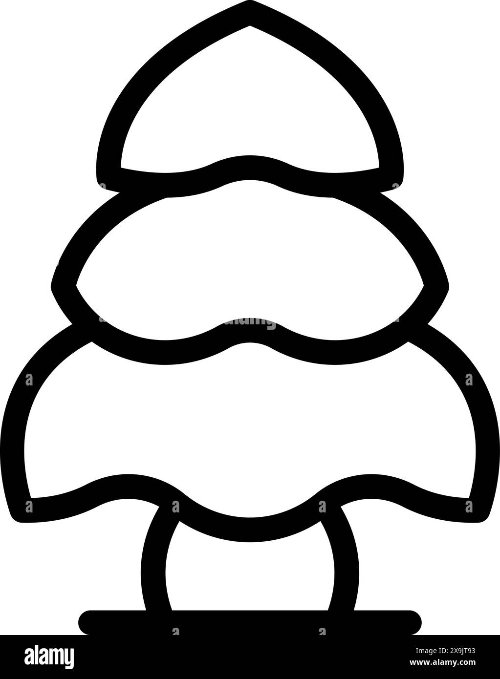 Black line drawing of a stylized pine tree, suitable for logos or ...
