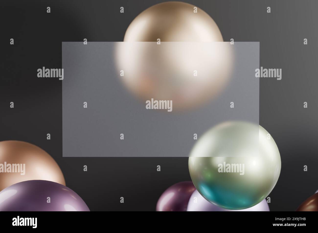 Colorful balloons floating against a dark background with a translucent ...