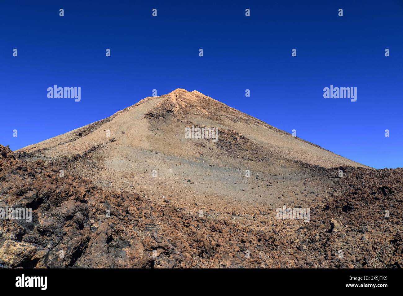 View of the impressive Mount Theide on Tenerife in its rocky ...