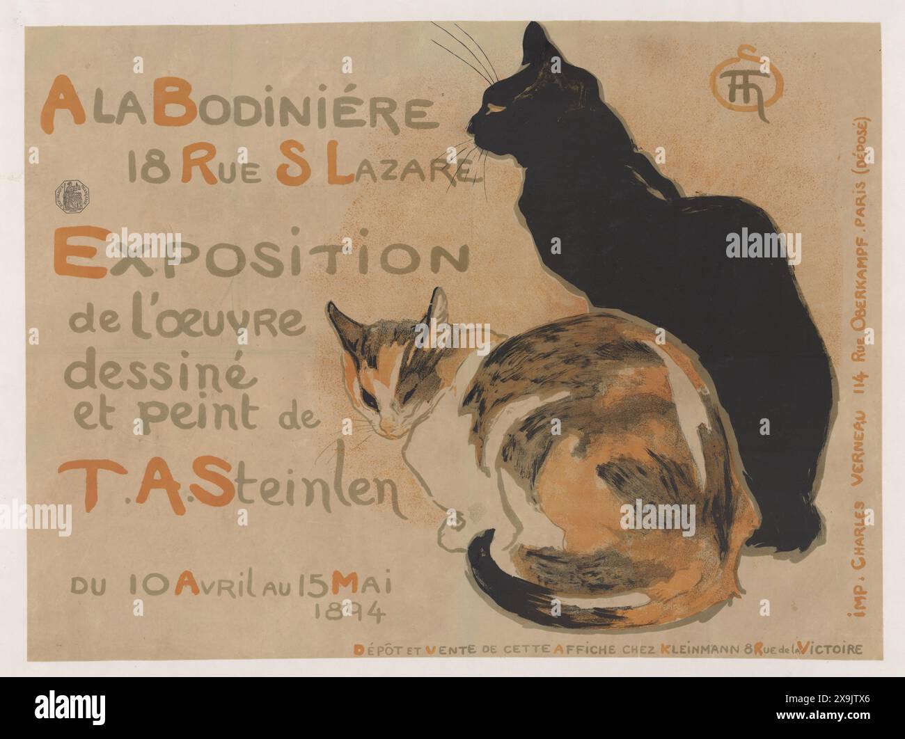 Vintage Art Poster: Exhibit of work by Théophile Alexandre Steinlen ...