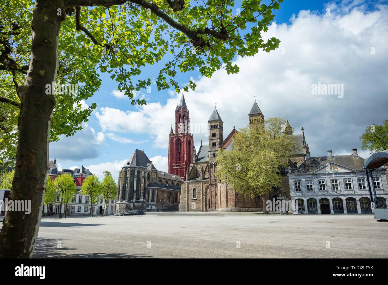 Historic square Vrijthof on cloudy day, Maastricht, Netherlands Stock ...