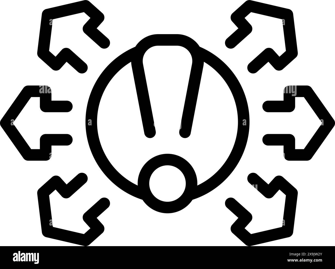 Black and white vector illustration of an exclamation point within a ...
