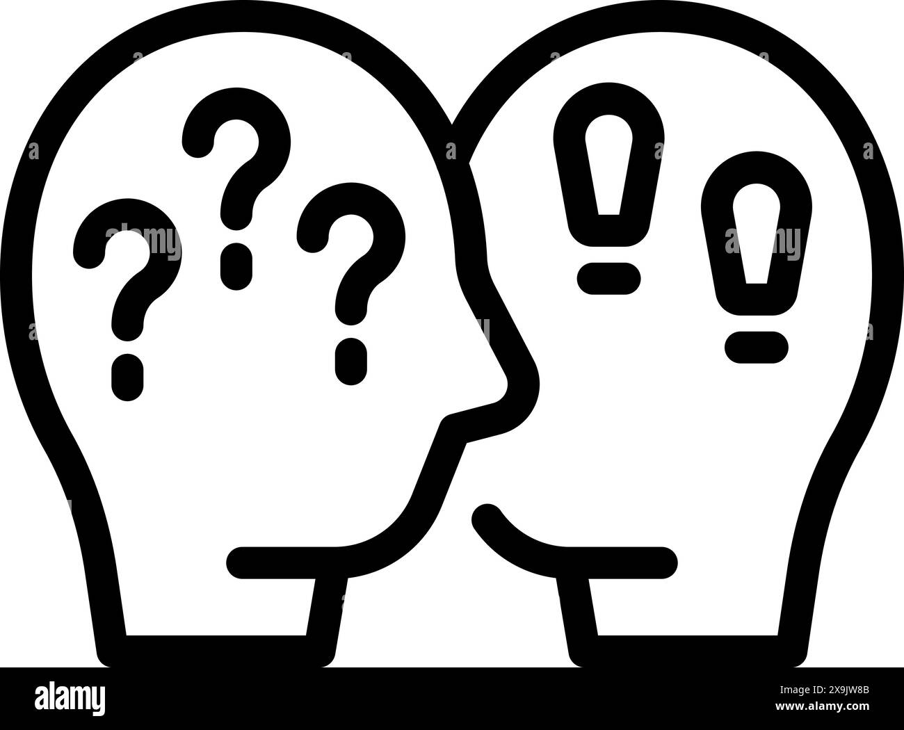 Graphic of two heads with light bulb shapes depicting question and ...