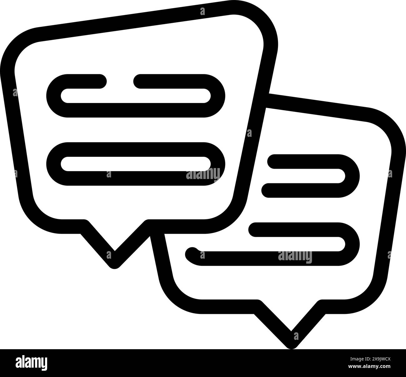 Simple black outline of two speech bubbles, representing a conversation or communication Stock ...