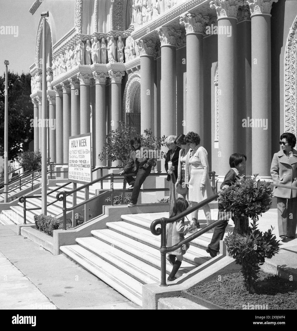 Women walk out of Church, San Francisco , USA, 1977 Stock Photo - Alamy