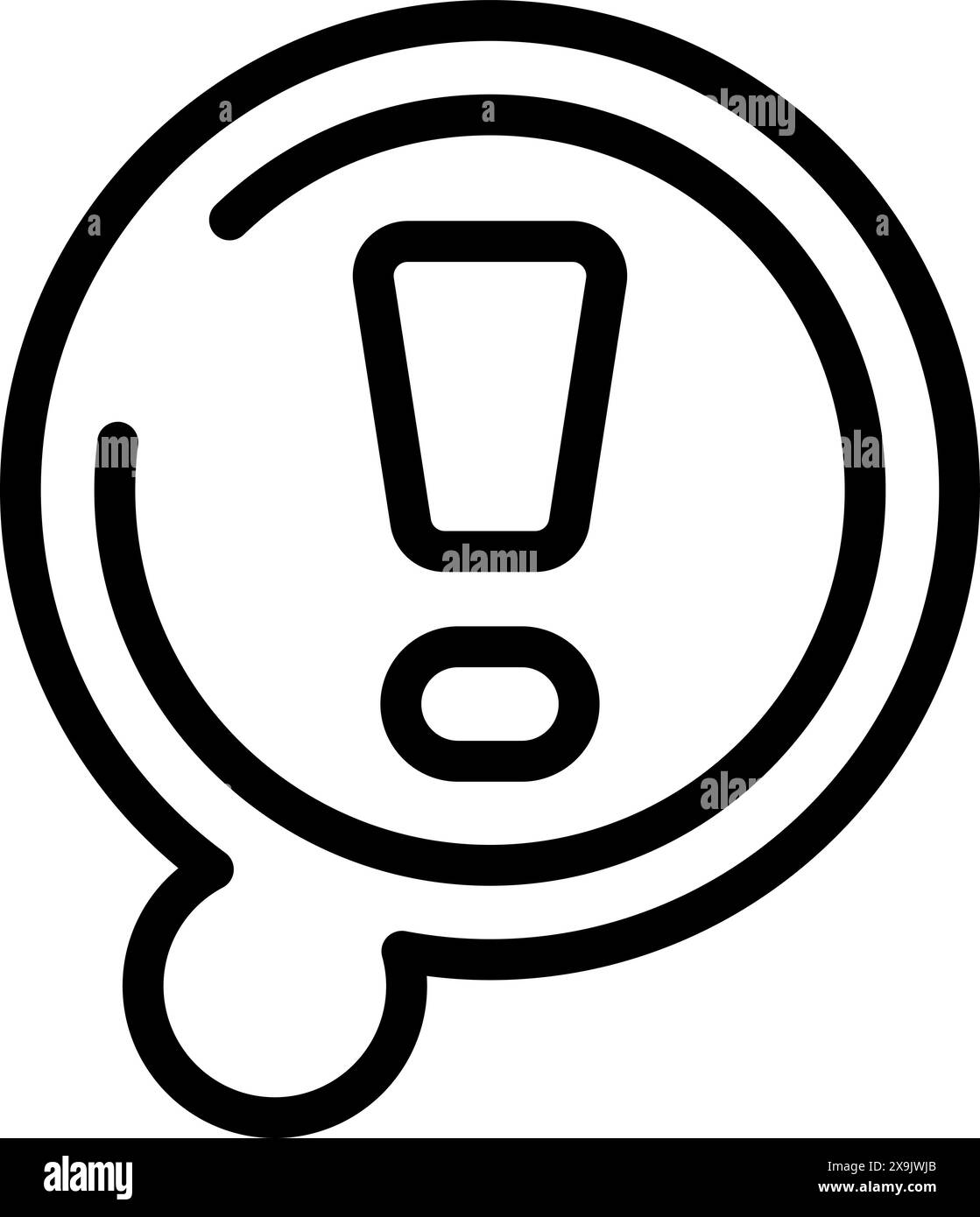 Line art icon of a speech bubble with an exclamation mark, representing ...