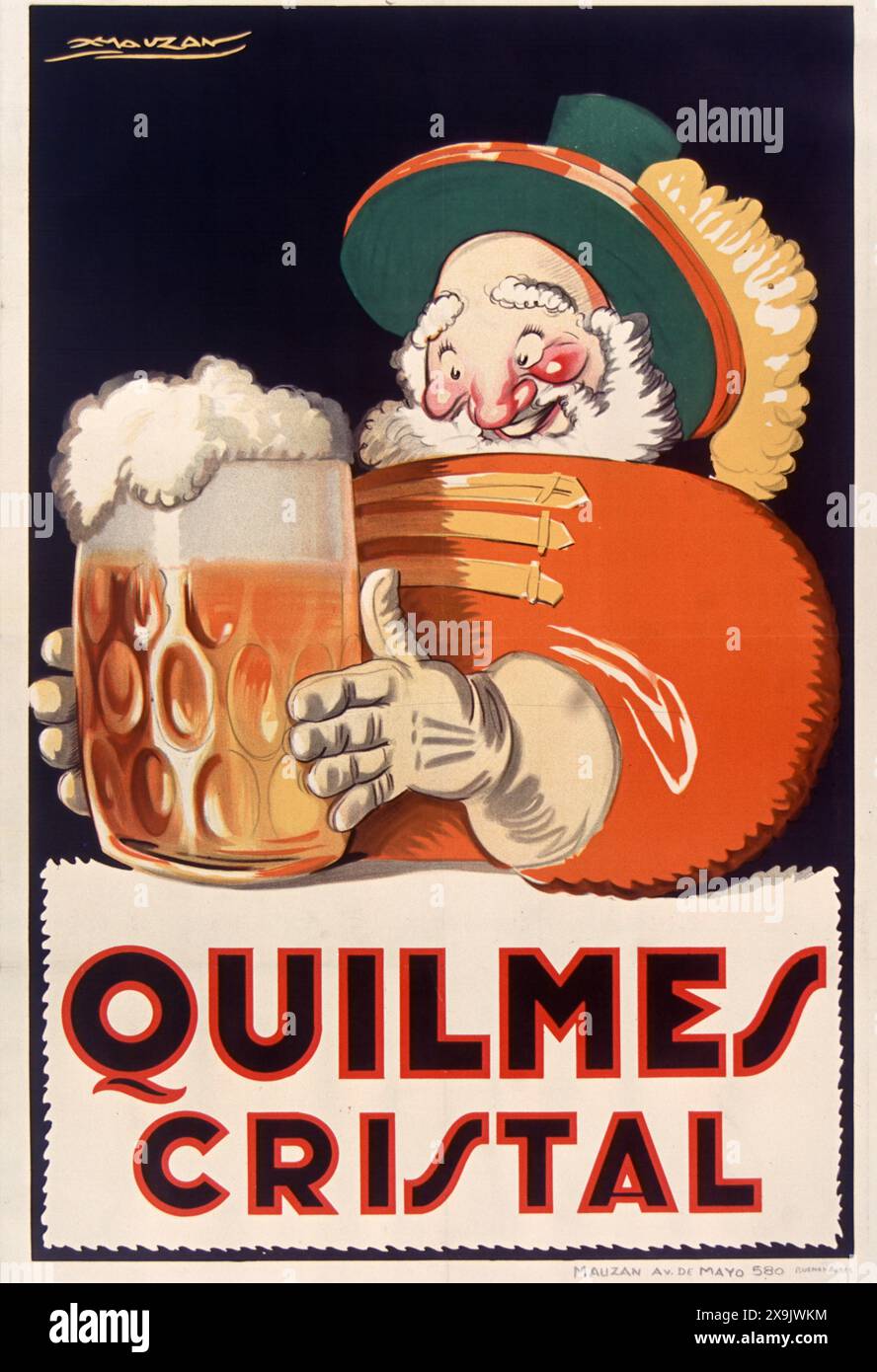 Vintage Beer Advertising Poster: Quilmes Cristal, by Achille L. Mauzan ...