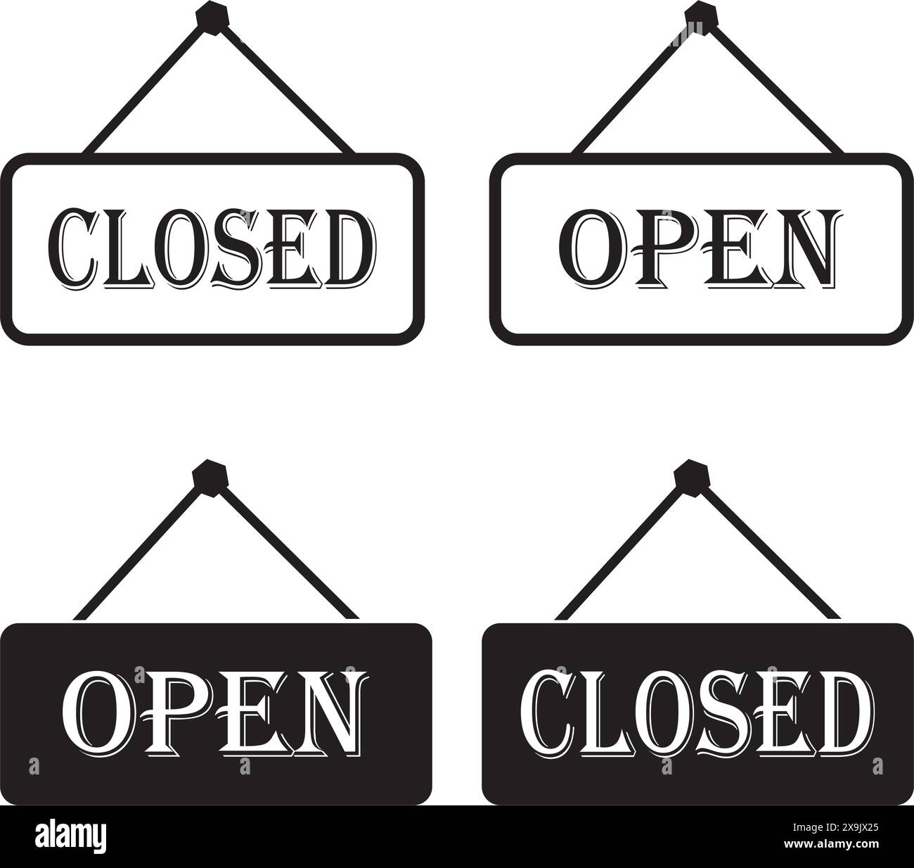 Open and close hanging board symbol. Simple design open and close icon ...