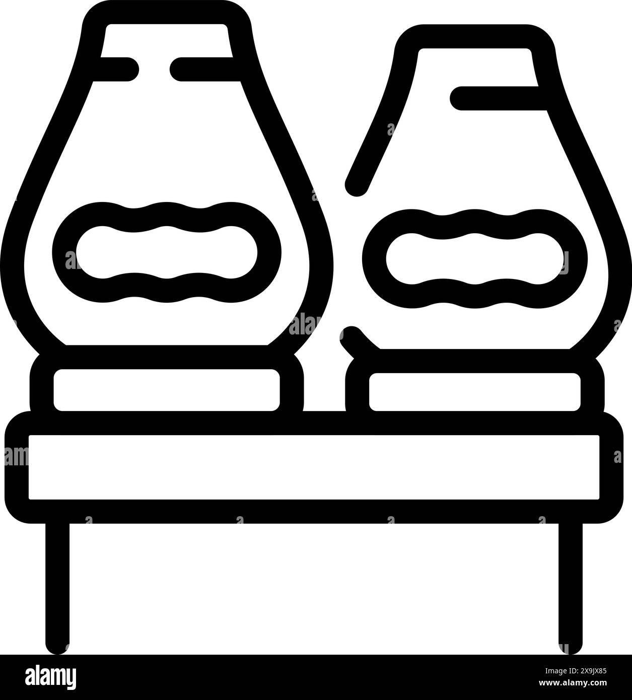 Black and white line drawing of matching salt and pepper shakers on a ...