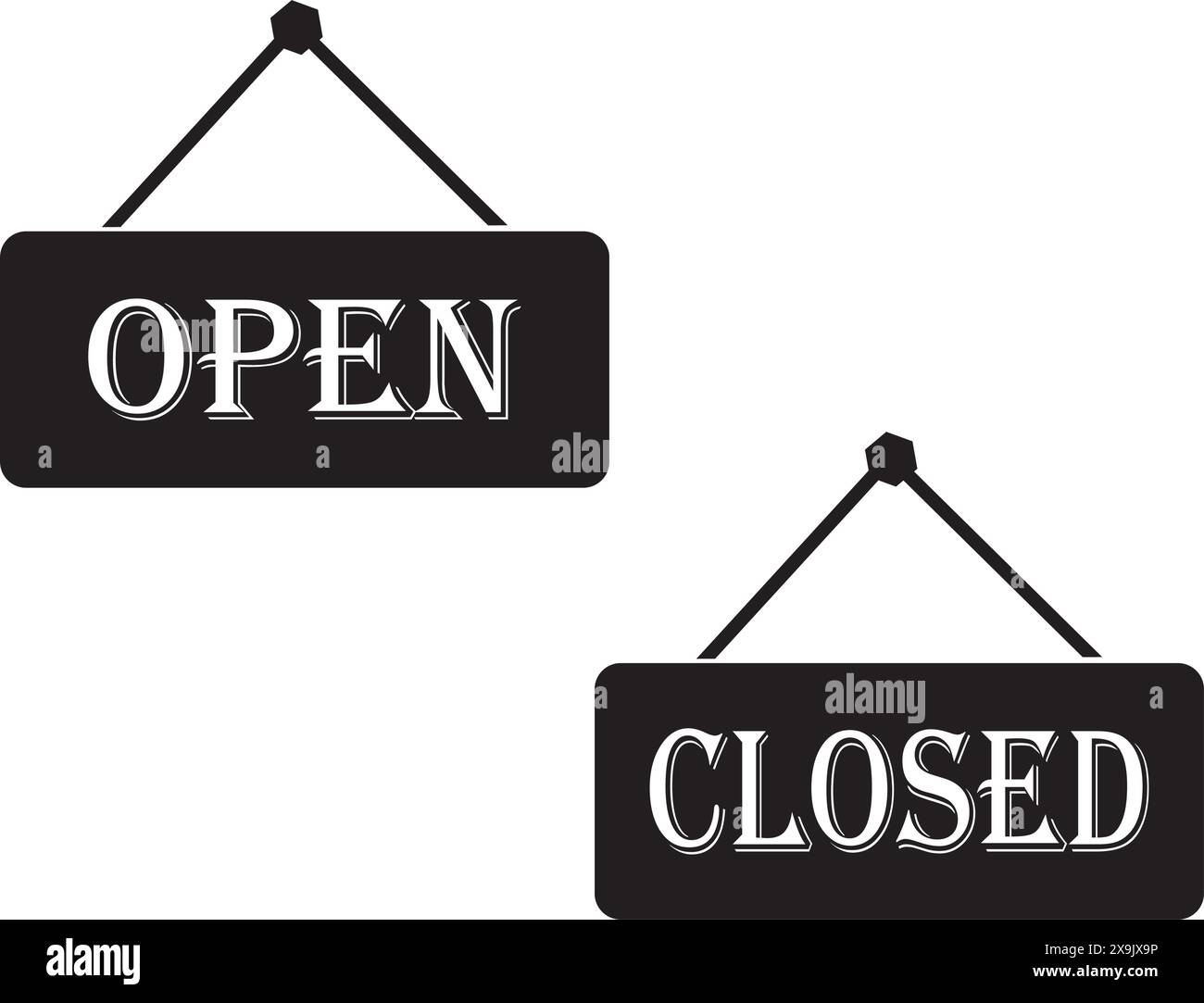 Open and close hanging board symbol. Simple design open and close icon ...