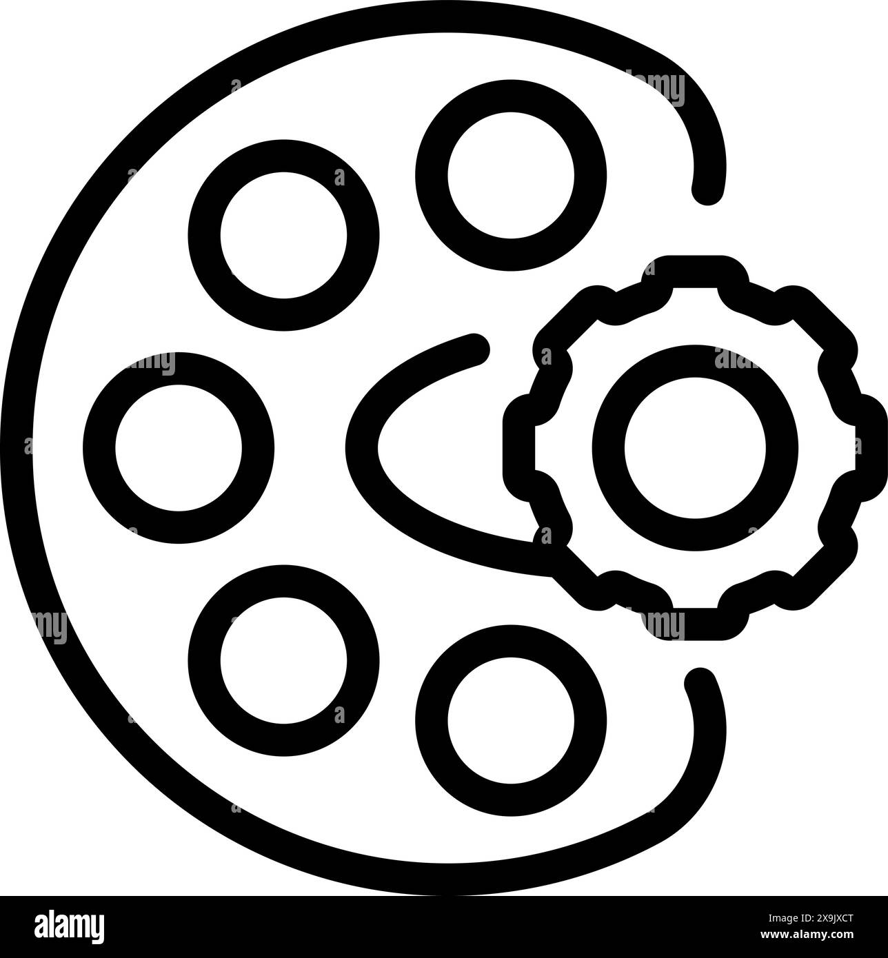 Simplistic line drawing of an artist's palette combined with a gear ...