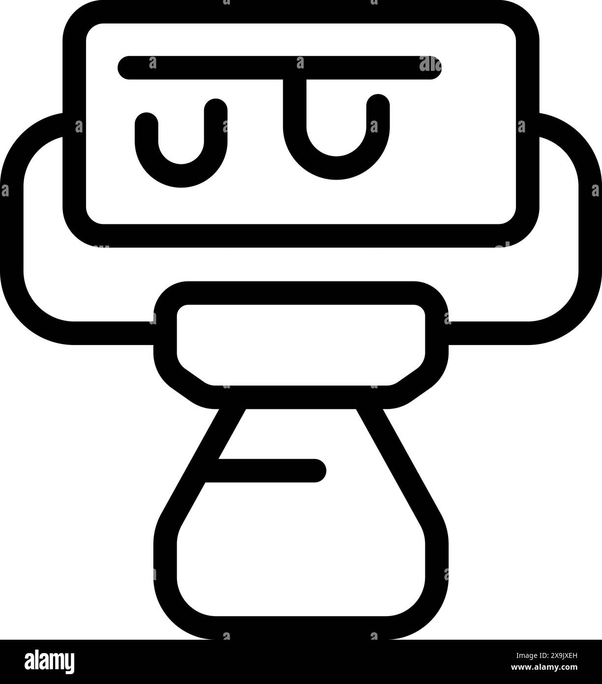 Simplistic black and white line art of a charming robot character with ...