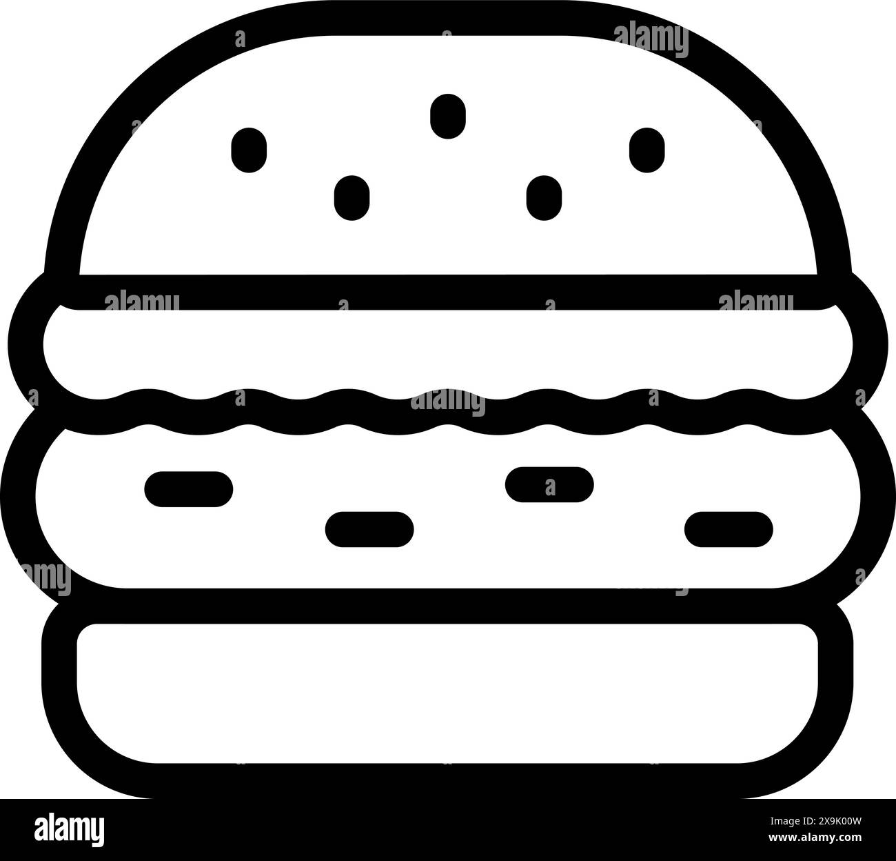 Simplistic black and white line drawing of a hamburger, suitable for ...