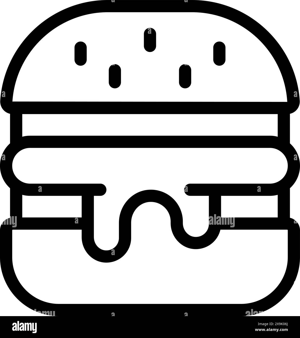 Simple black outline vector illustration of a classic burger with ...