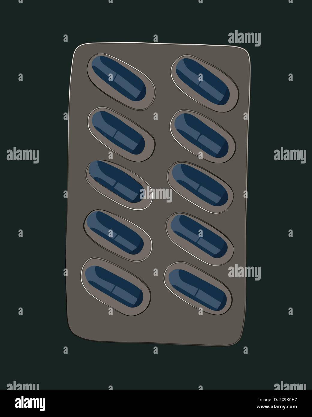 Vector isolated illustration of pills in package. Tablets in capsules ...