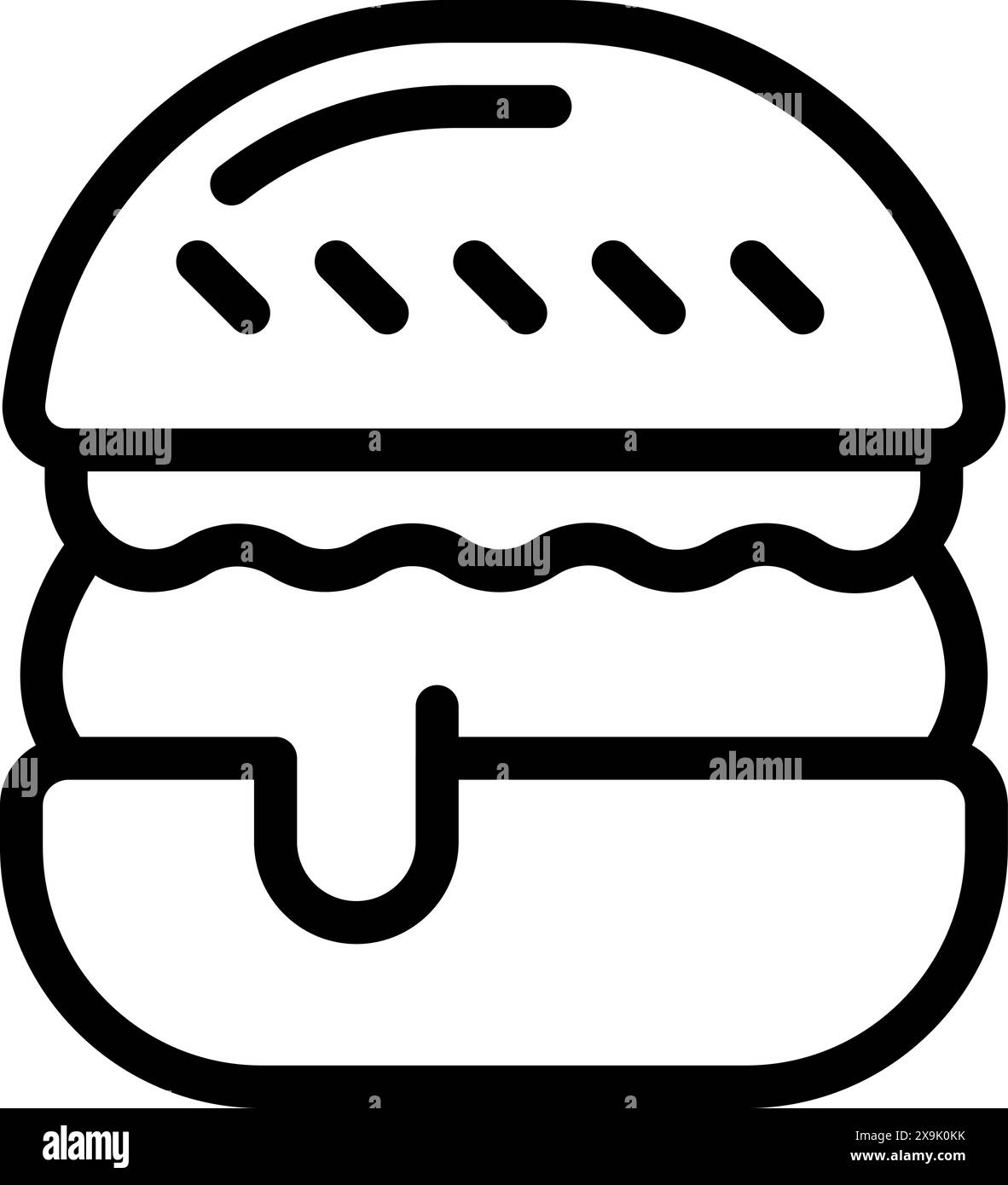 Simplistic line drawing of a classic burger, ideal for menus, food apps ...