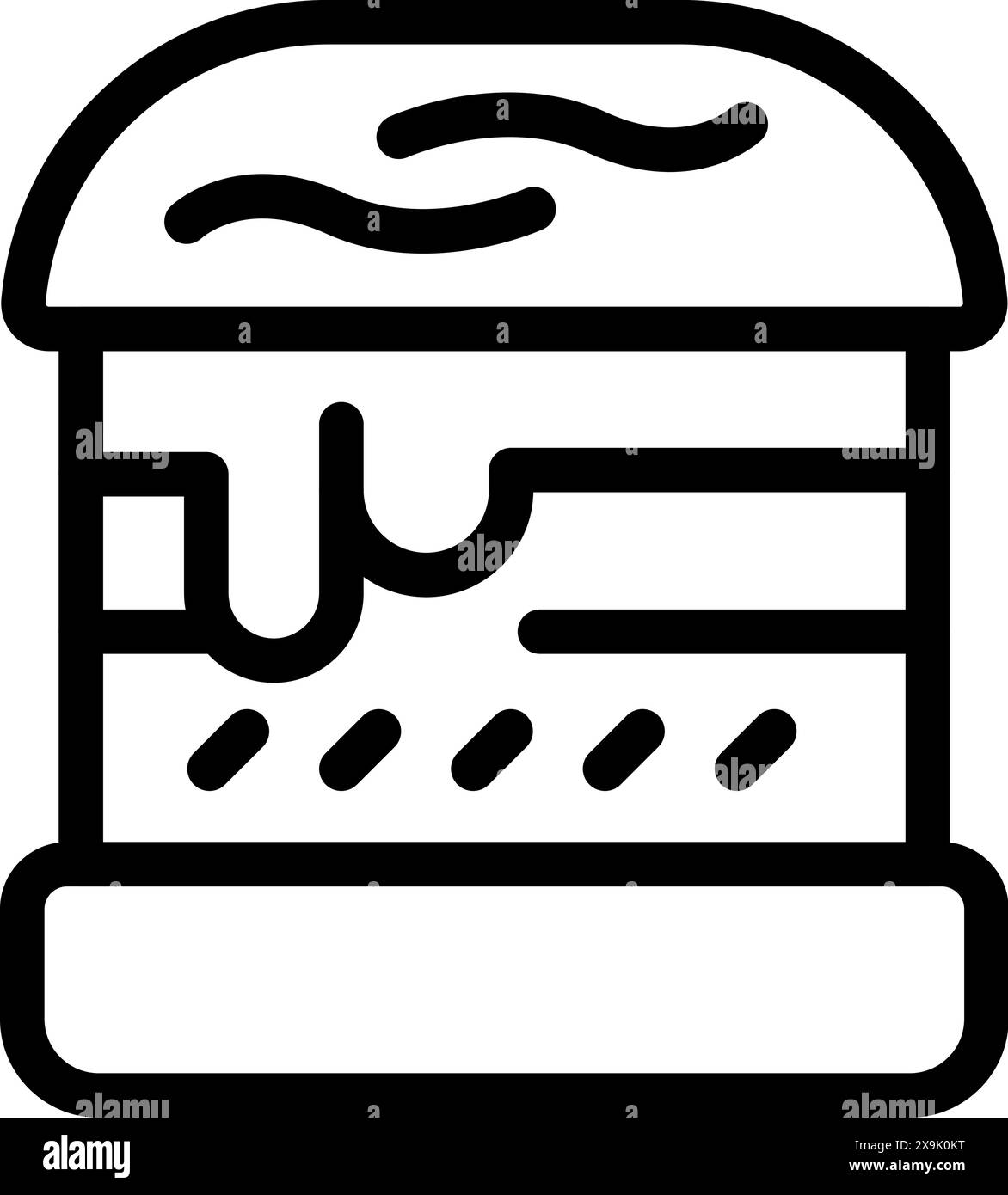 Graphic icon of a sandwich with line art detail, perfect for menus and ...