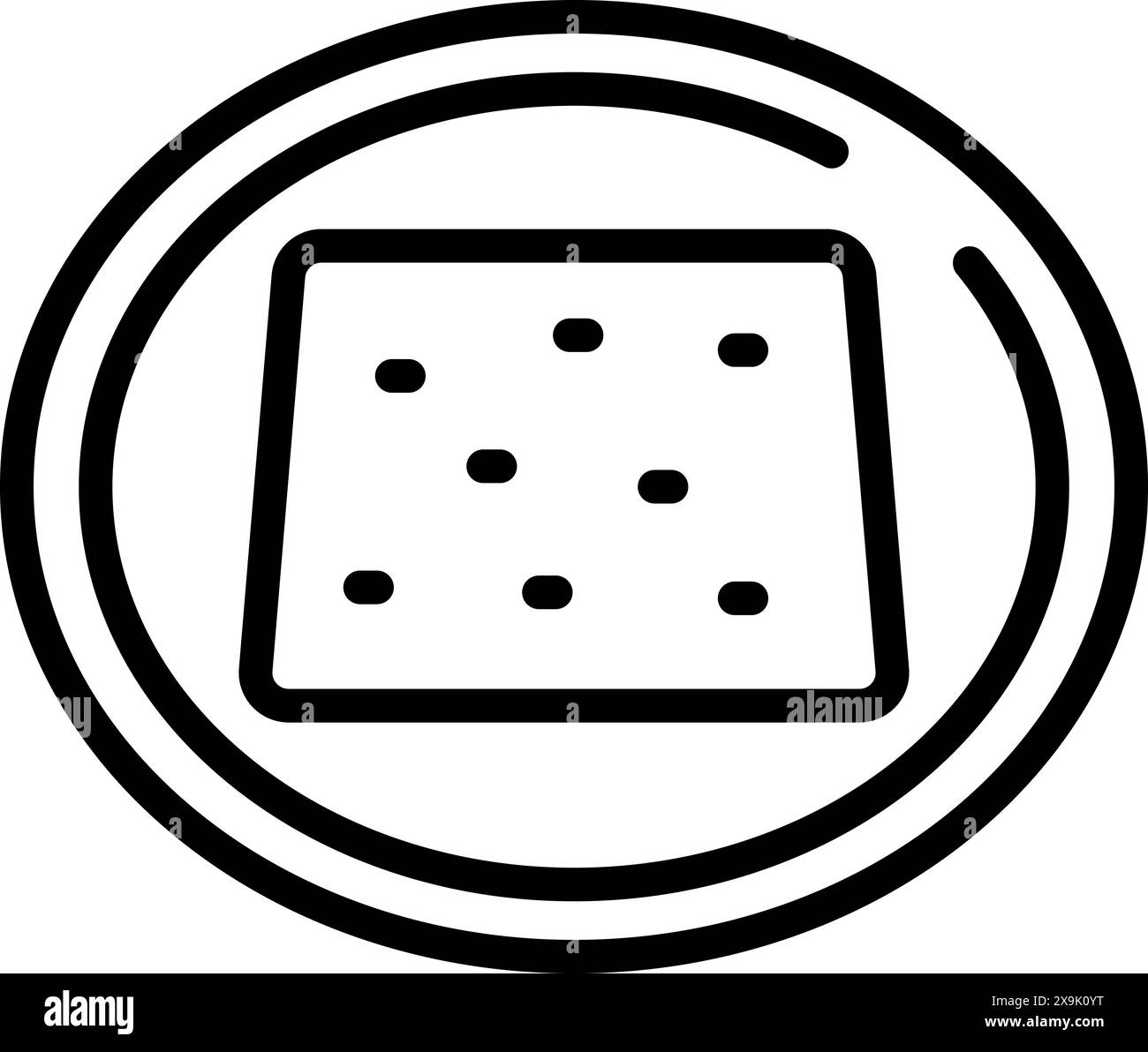 Simple black and white line art illustration of a round biscuit or ...