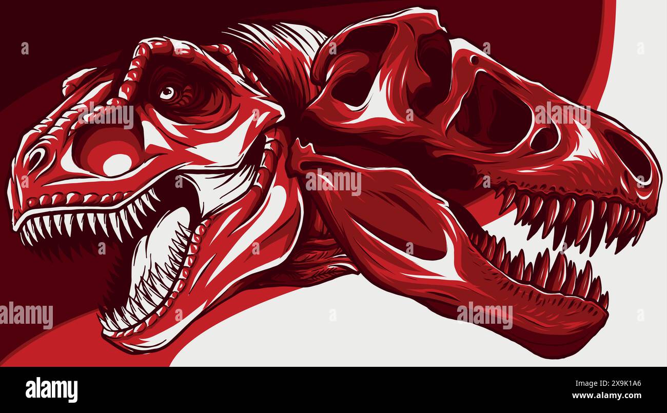 vector illustration of Tyrannosaurus rex with skull Stock Vector Image & Art - Alamy