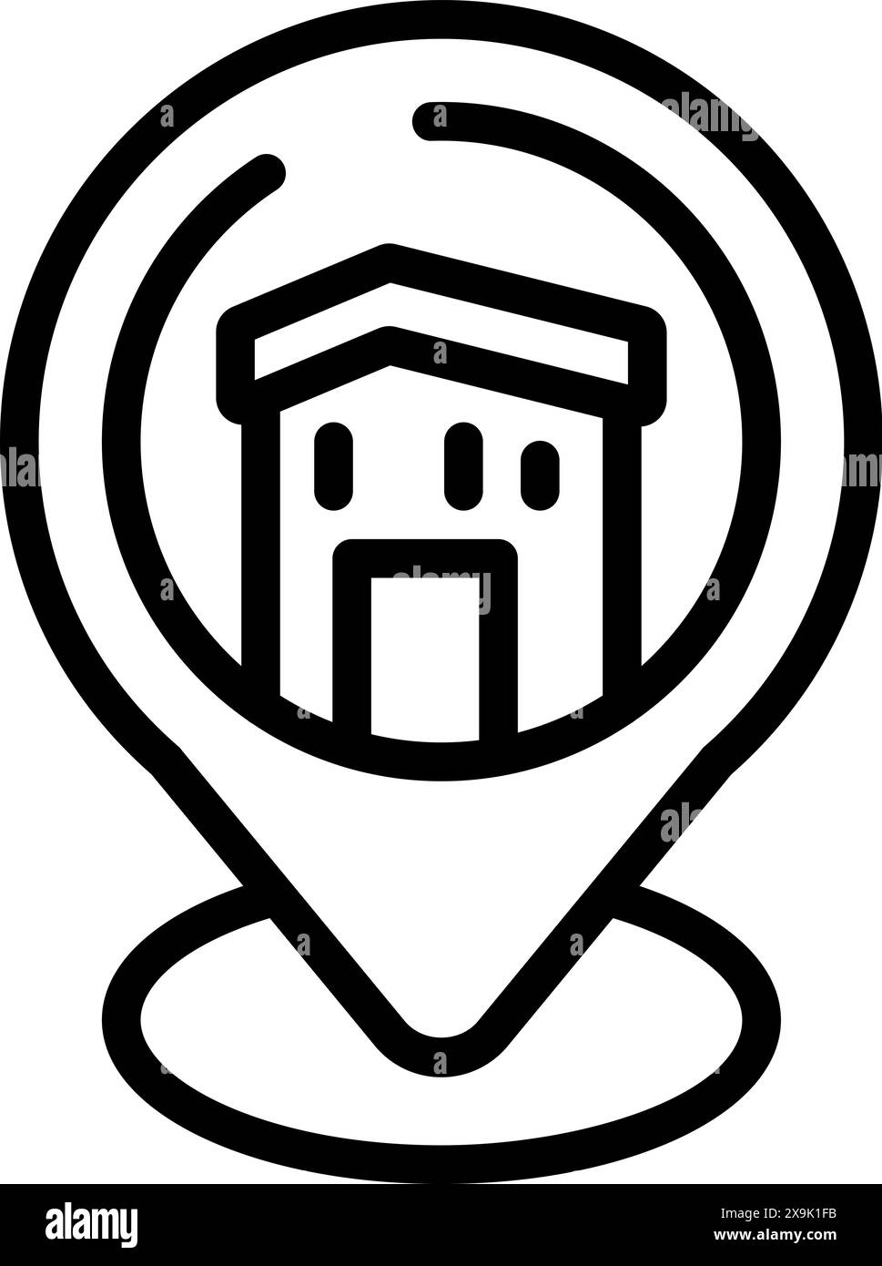Black and white vector of a location pin with a museum icon, suitable ...