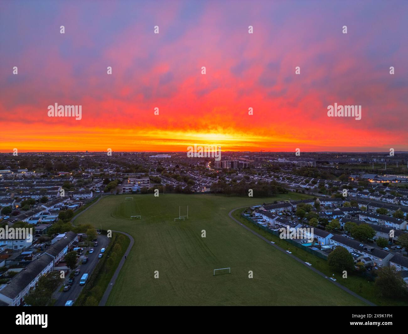 Fiery sunset sky over Donaghmede Park Stock Photo - Alamy