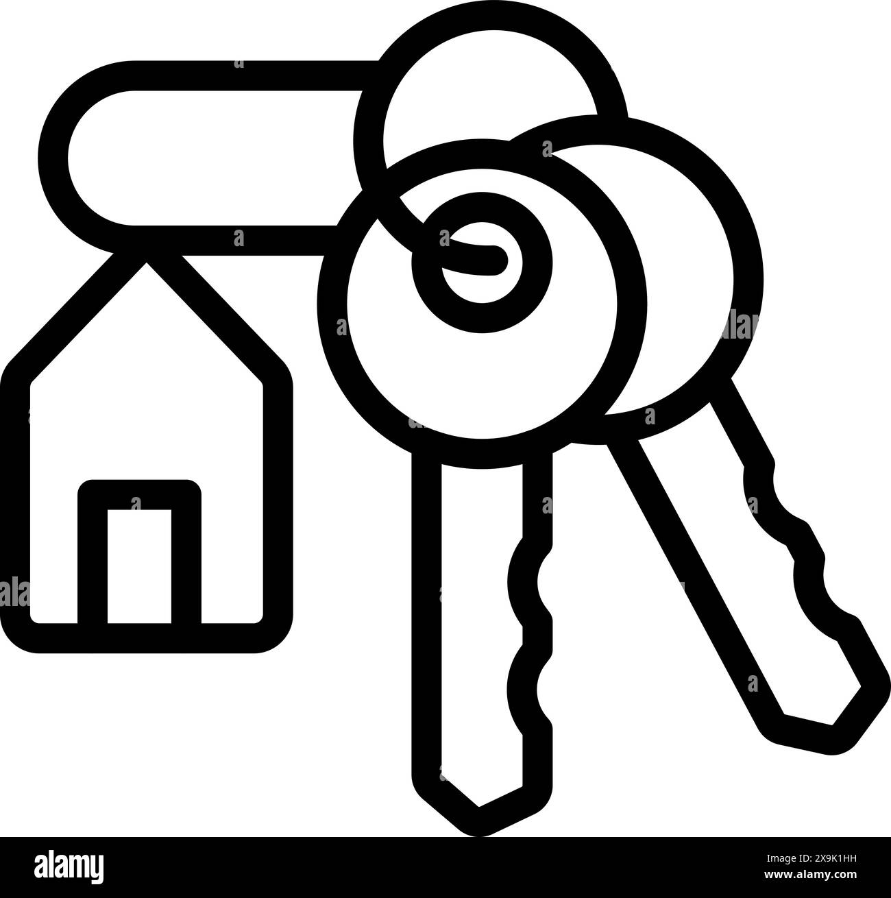 Simplified line art icon of keys and a house tag for real estate ...