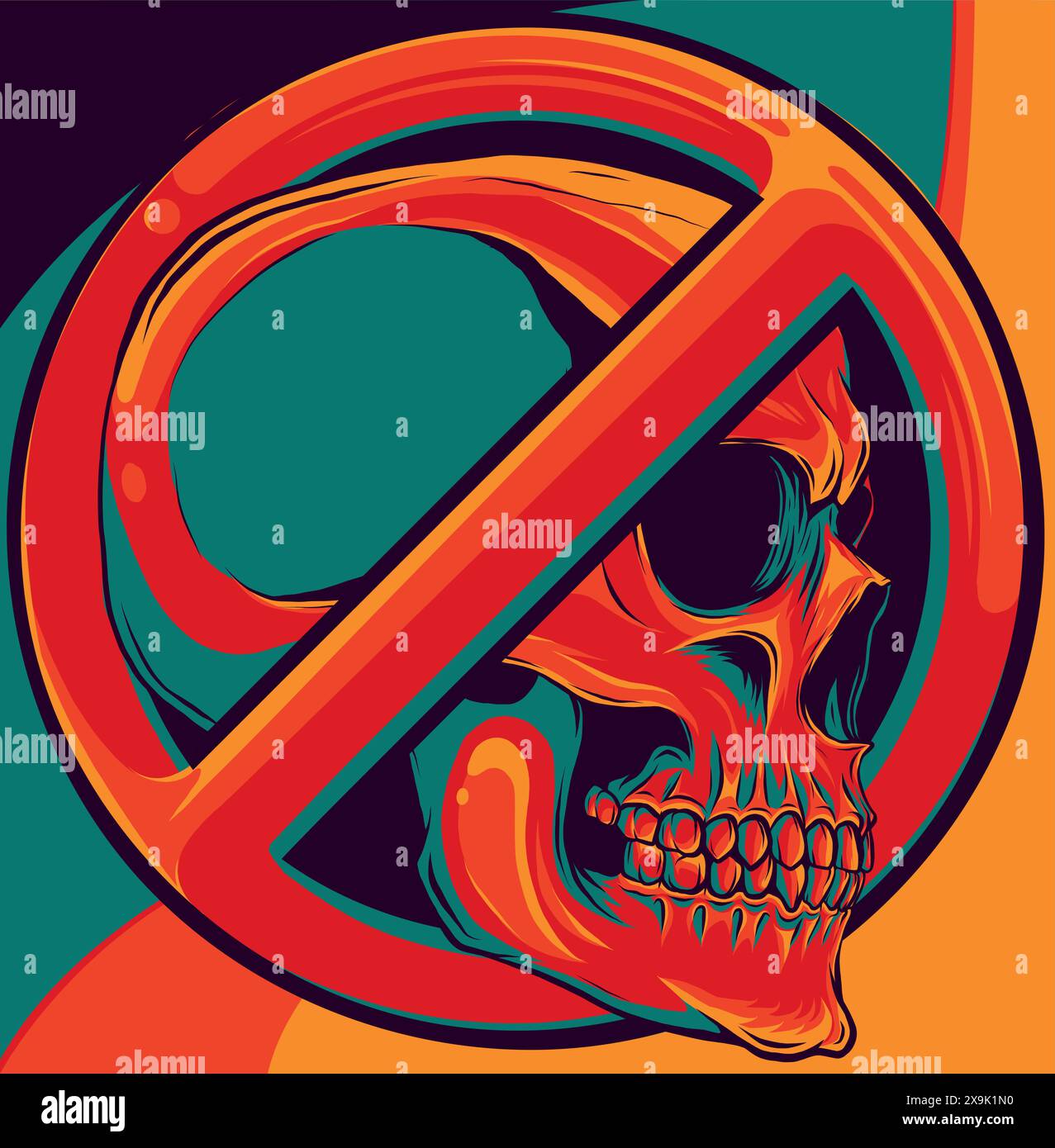 vector illustration of No Skull Symbol Isolated on White Background ...