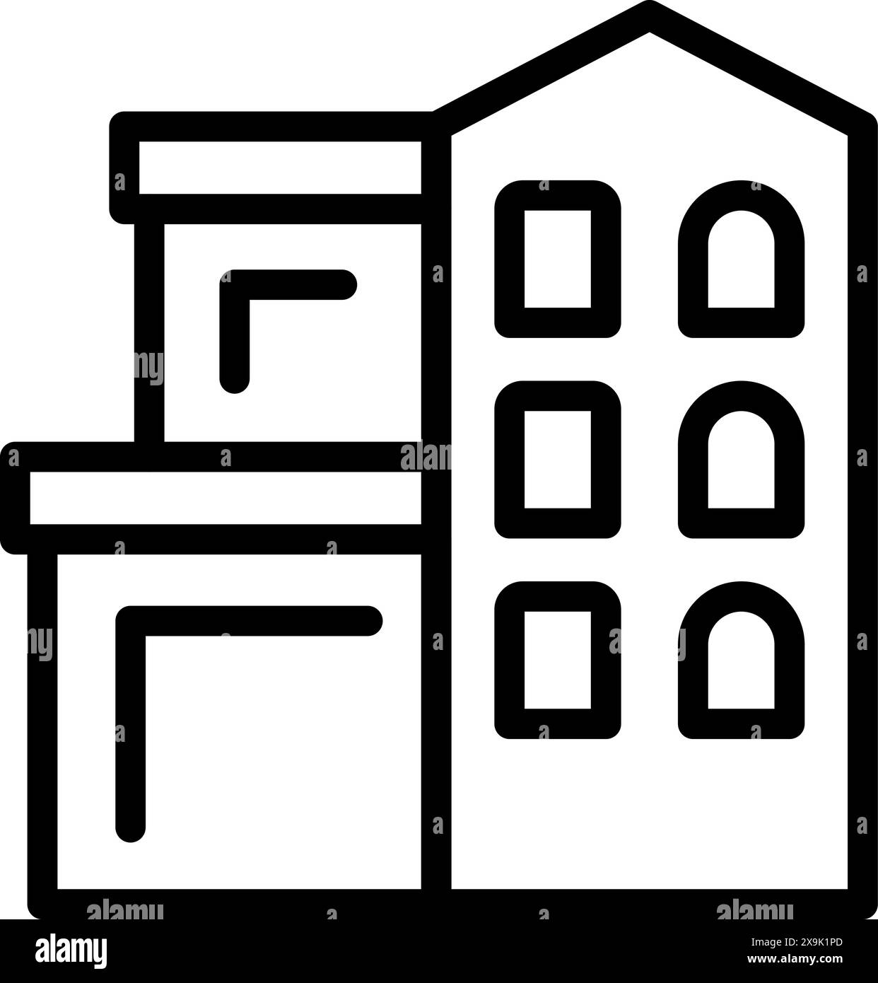 Black and white icon contrasting modern and traditional architectural ... Black and white icon contrasting modern and traditional architectural ...
