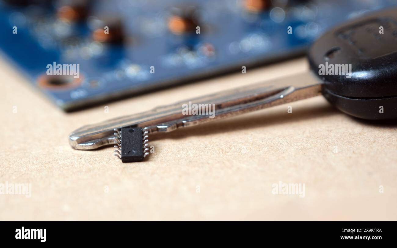 Electronic chips in automotive industry. Semiconductor components using ...