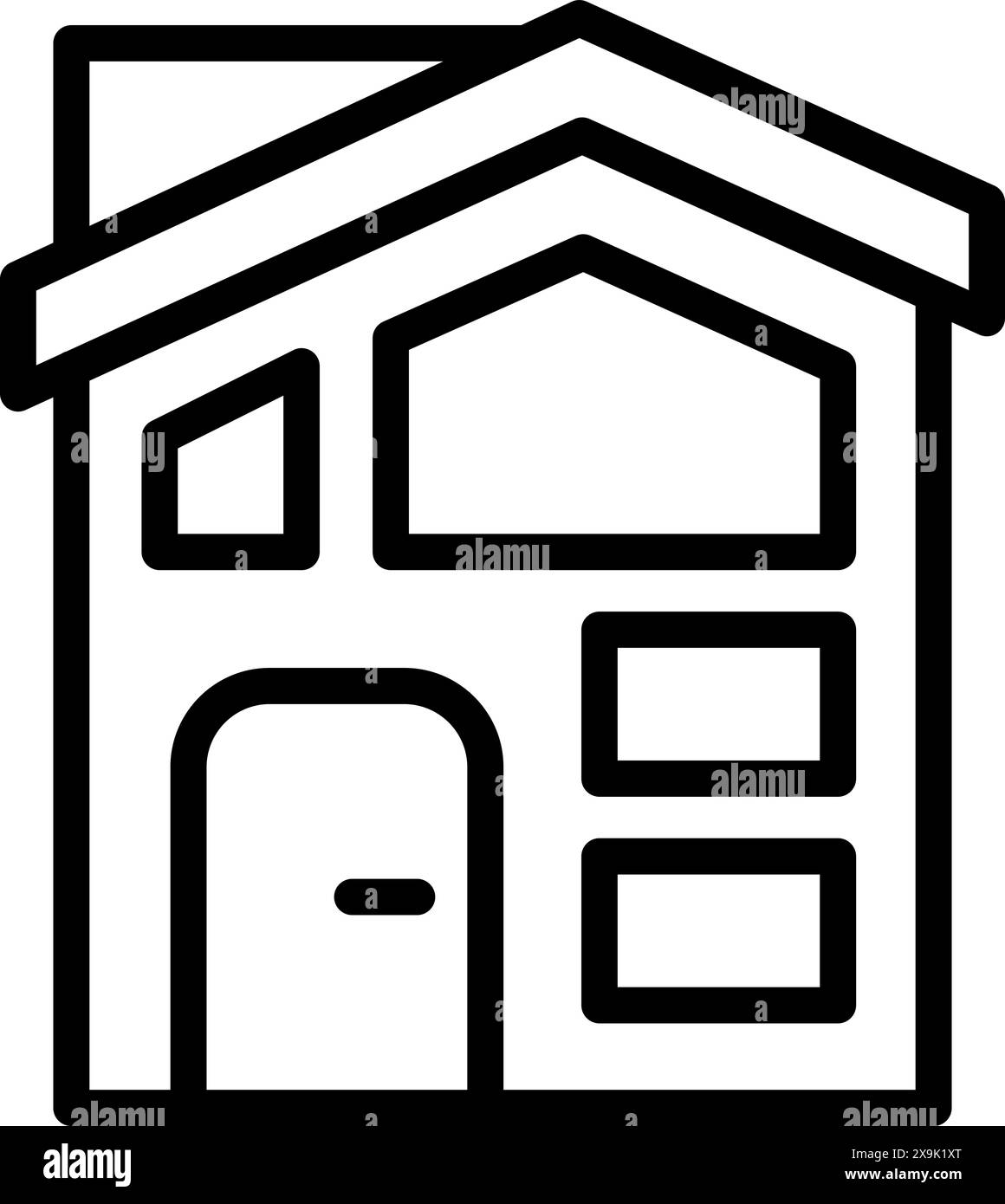 Clean and minimalist line icon representing a stylized house, suitable ...