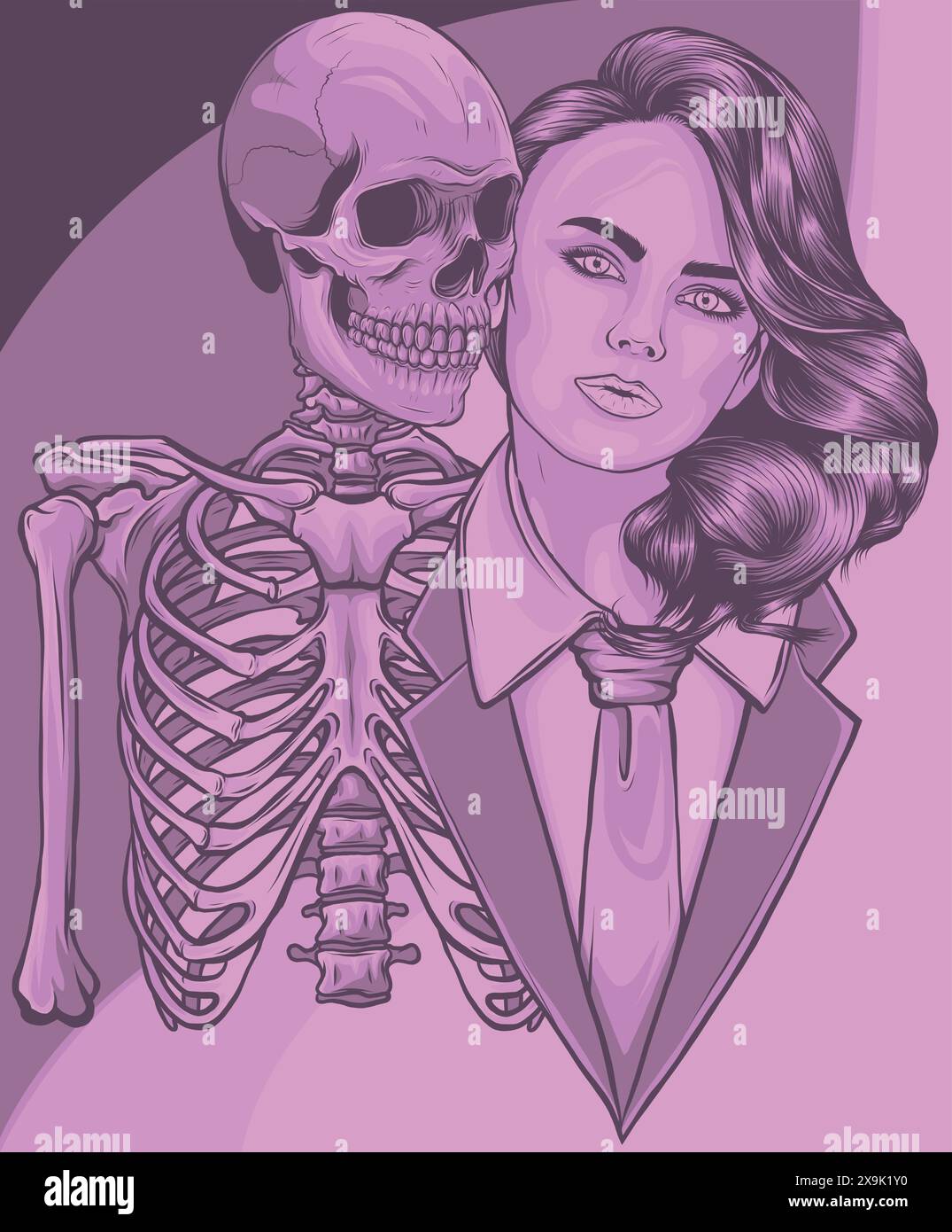 vector illustration of woman in suit with human skeleton Stock Vector ...