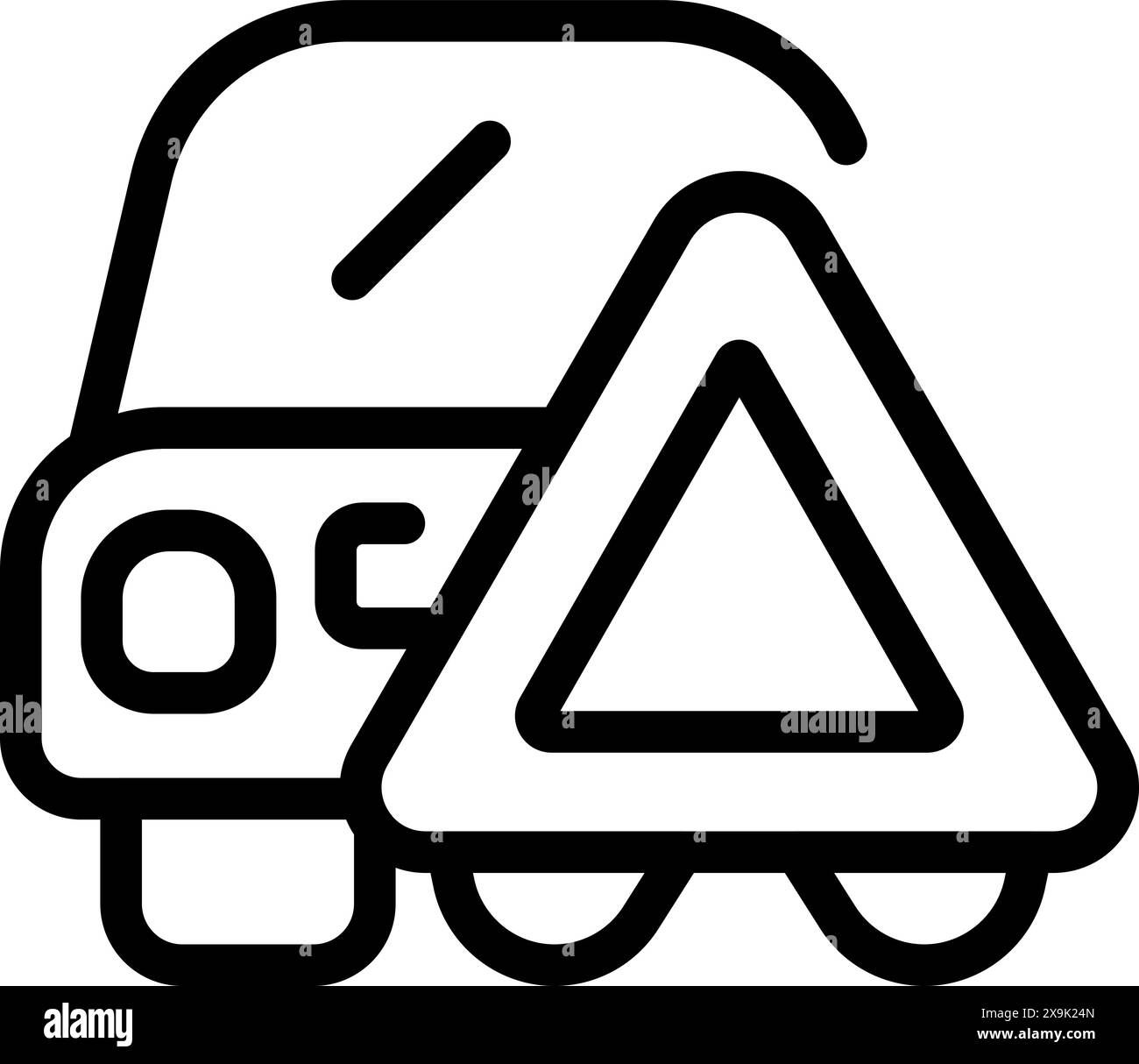 Black and white vector graphic of a snow plow symbol with warning ...