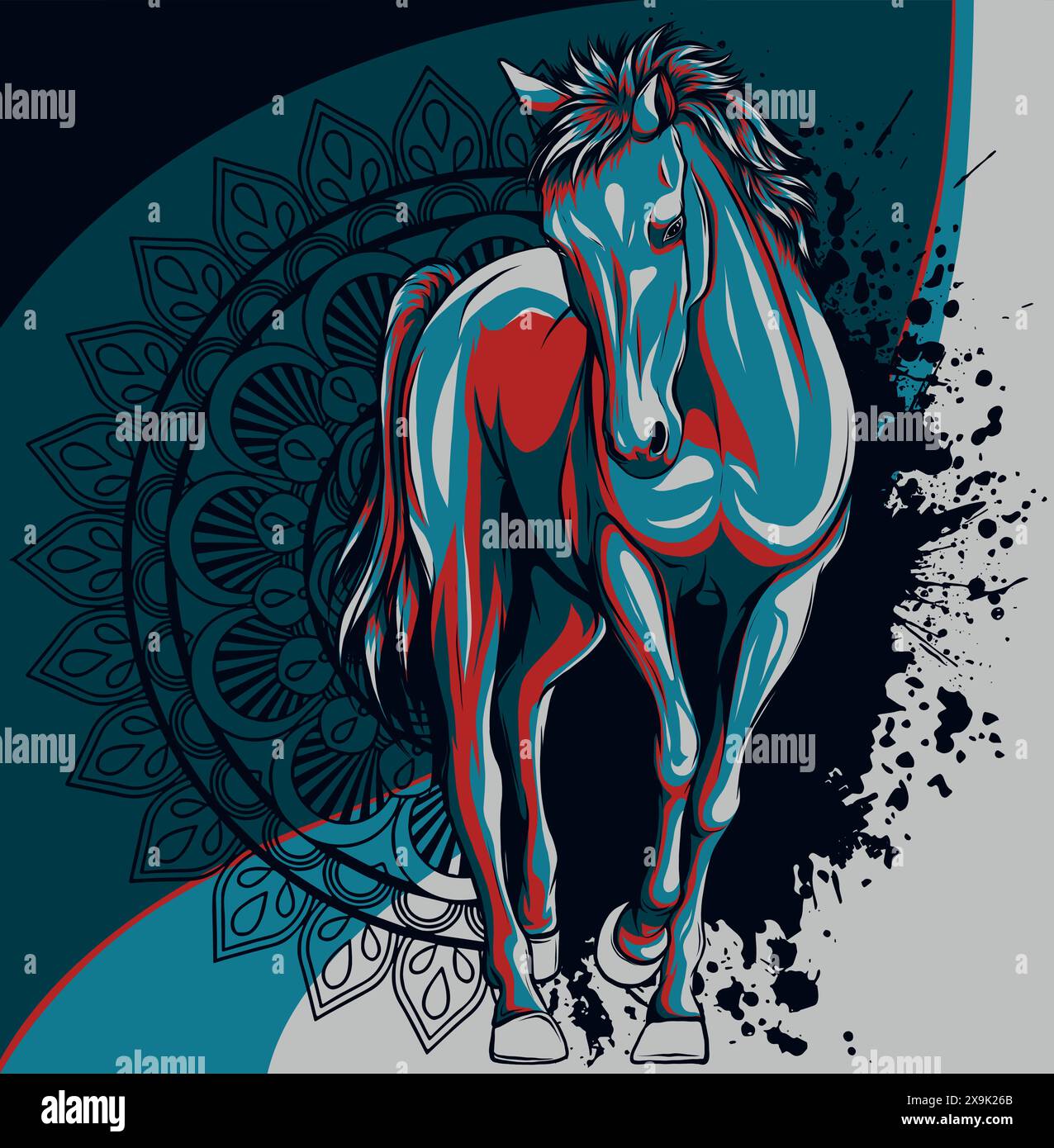 vector Illustration of a horse with mandala Stock Vector Image & Art ...