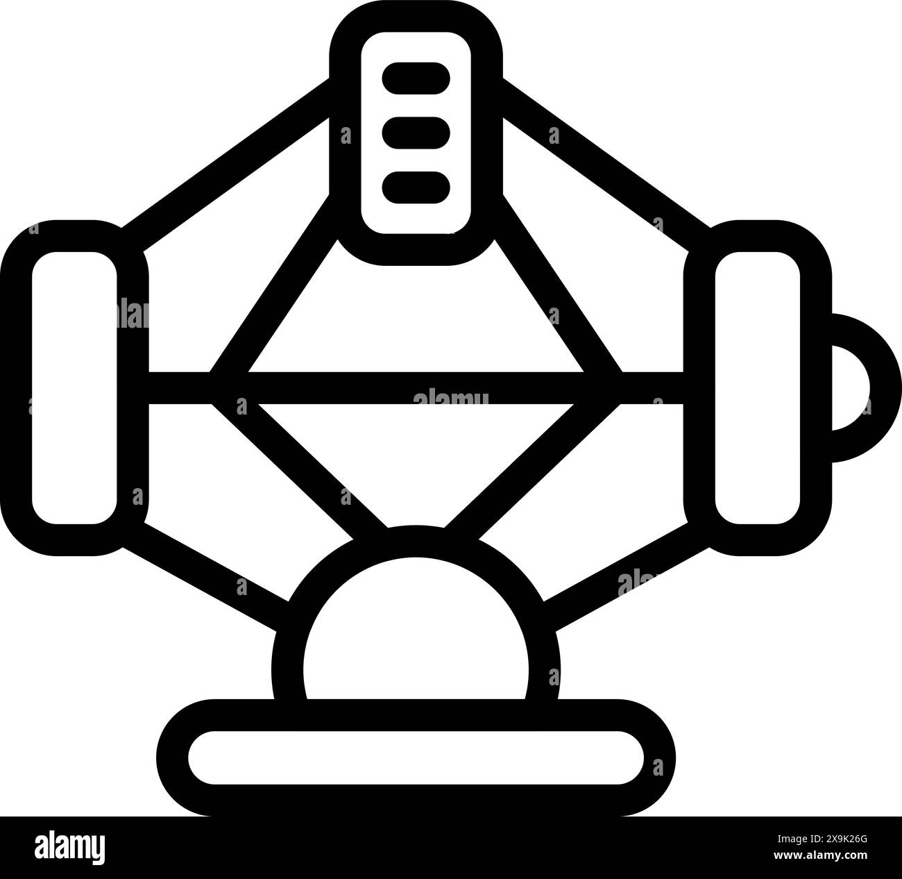 Black and white line art of a mechanical lifting device used for heavy ...