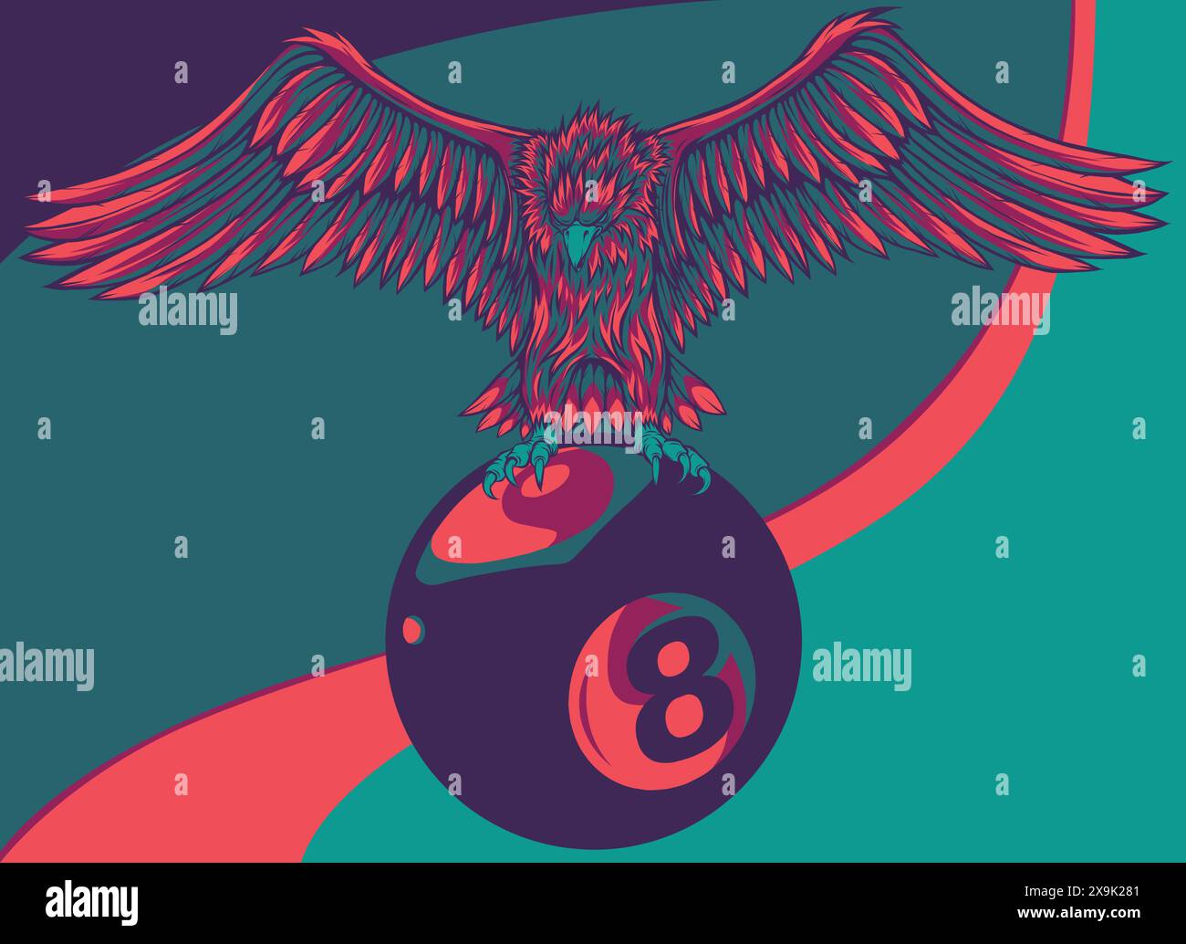 vector illustration of eagle with billiard 8 ball Stock Vector Image ...