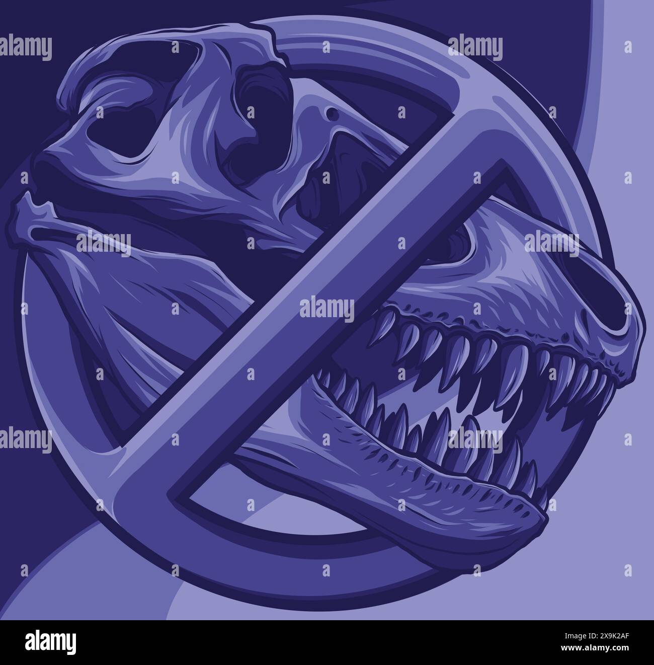 forbidden tyrannosaurus skull sign isolated on white background vector ...