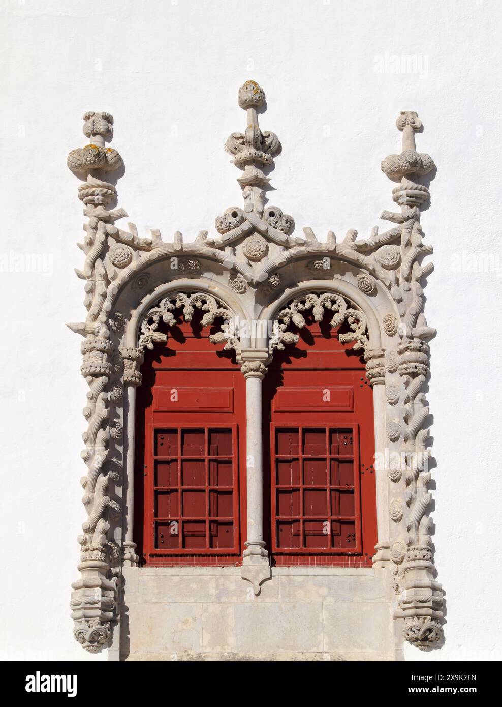Portugal, Sintra. Detail of an intricately sculpted Manueline-Gothic ...