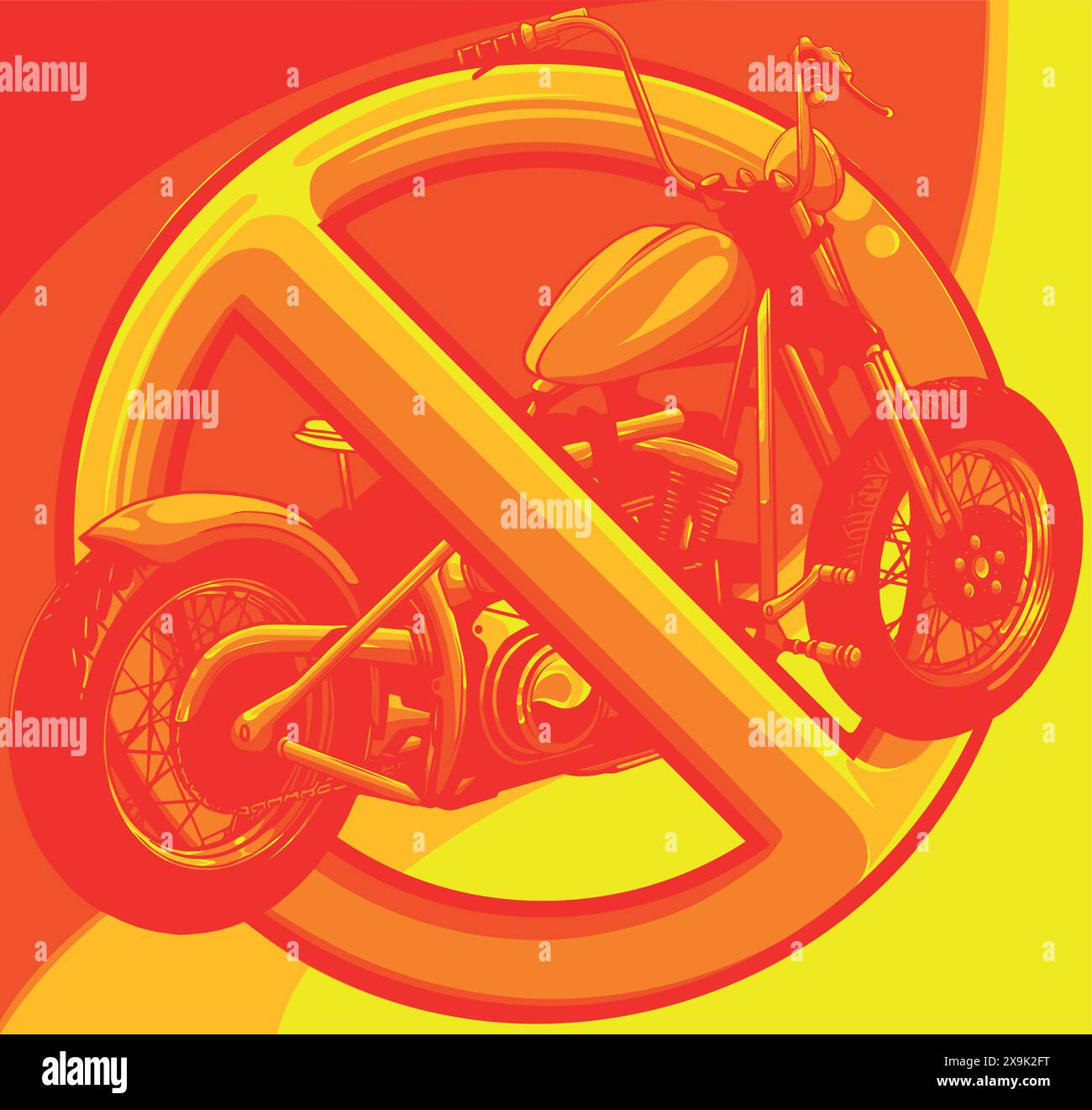 vector illustration of no motorcyle symbol on white background Stock ...