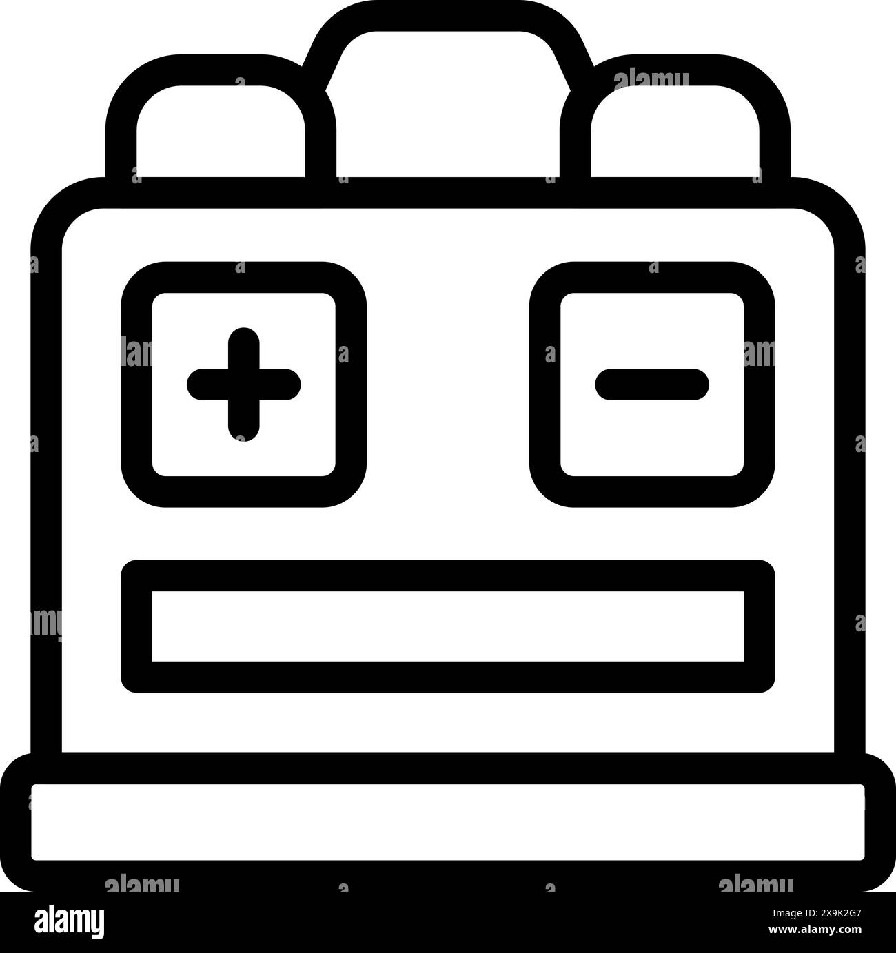 Simplified line drawing of a car battery icon, perfect for diagrams and ...