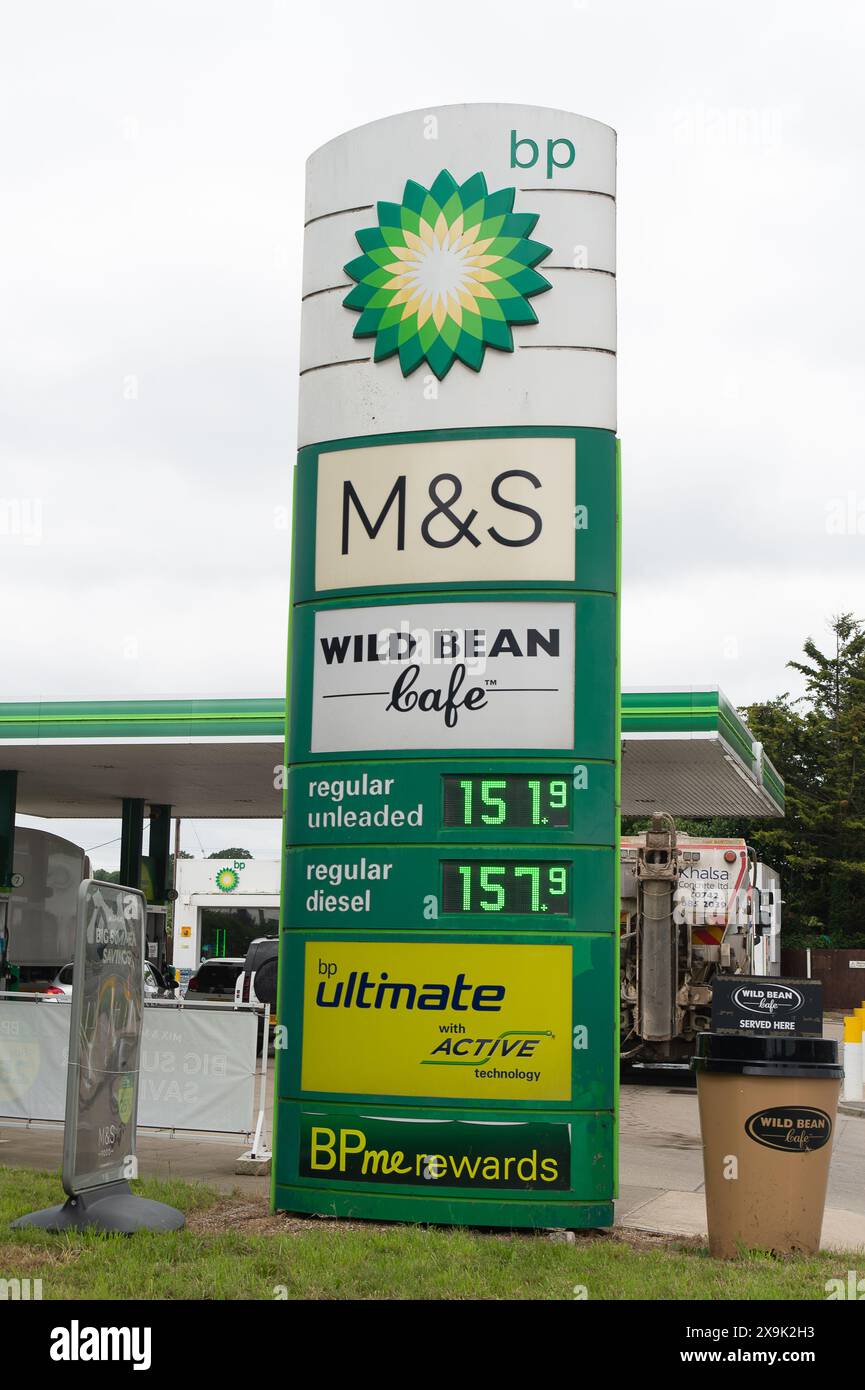 Denham, UK. 1st June, 2024. A BP petrol station in Denham ...