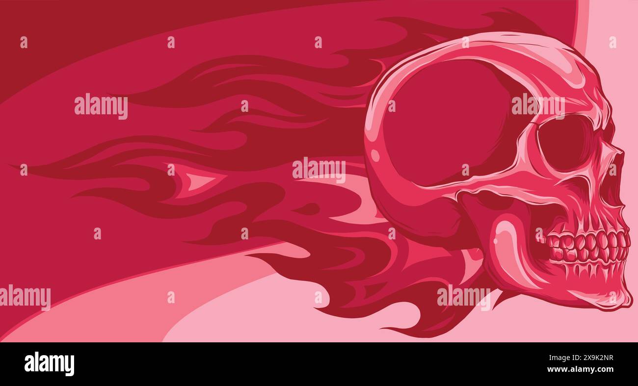 vector illustration of Skull on Fire with Flames on white background ...