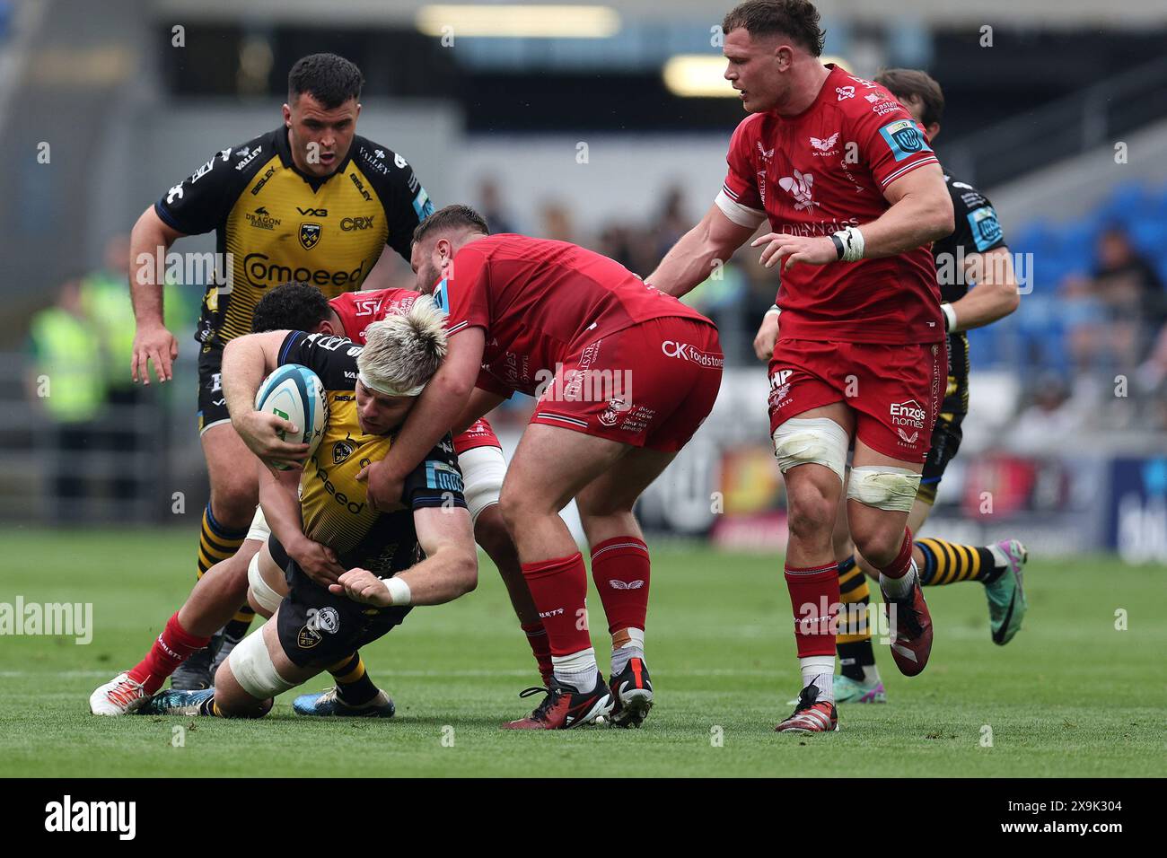 Cardiff, UK. 01st June, 2024. Aaron Wainwright of the Dragons is ...