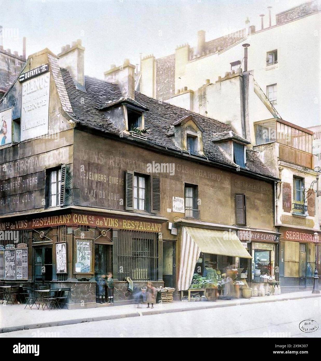 Colourised vintage photograph of Entrée du Village du Roule, 8th ...