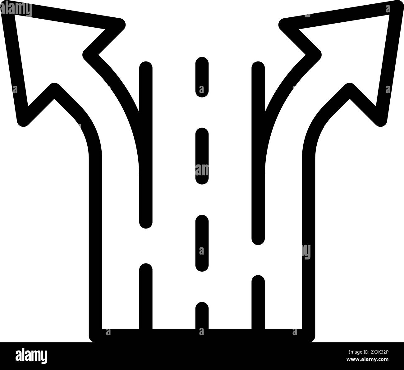 Split road sign icon with two paths diverging vector illustration in ...