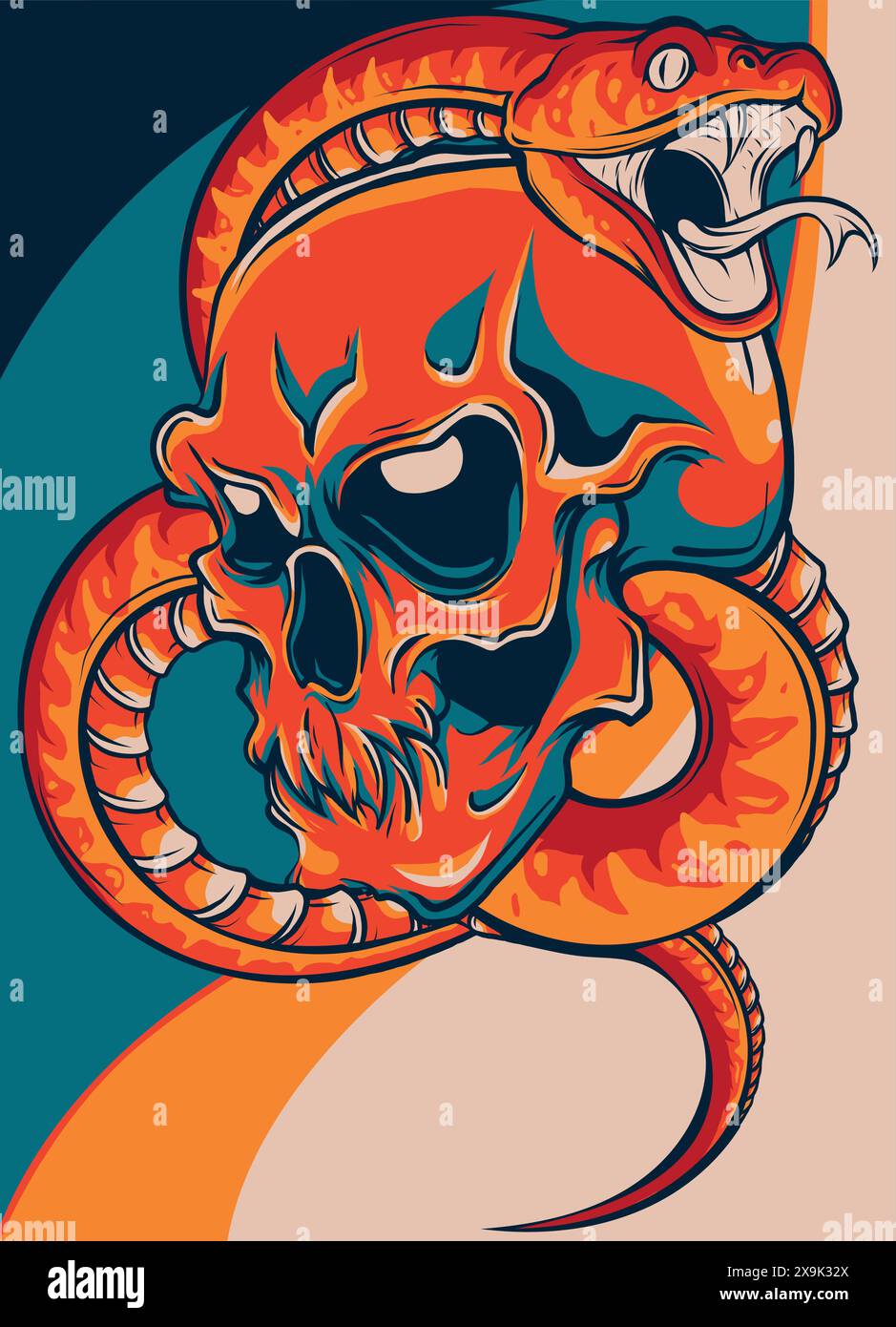 vector illustration of snake with human skull Stock Vector Image & Art ...