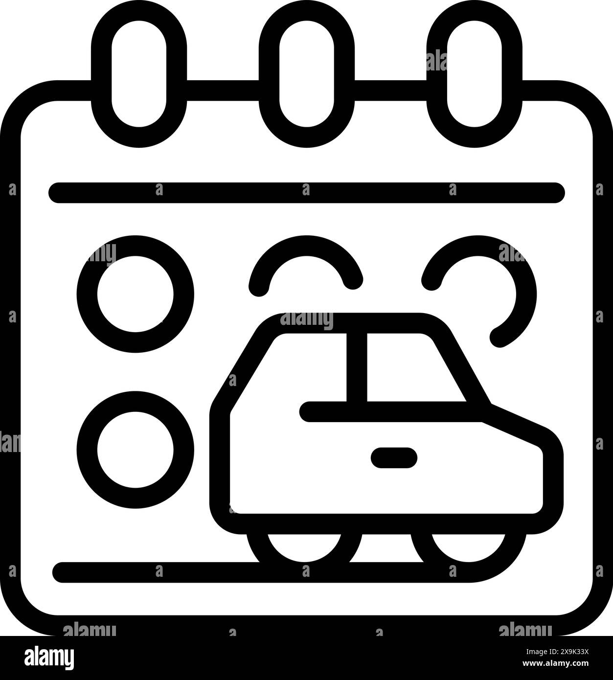 Black and white simplistic vector car service reminder icon for ...